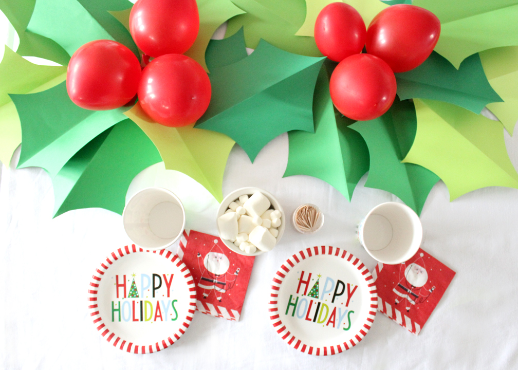 Christmas Kids Table with DIY Holly Table Runner - Tonality Designs