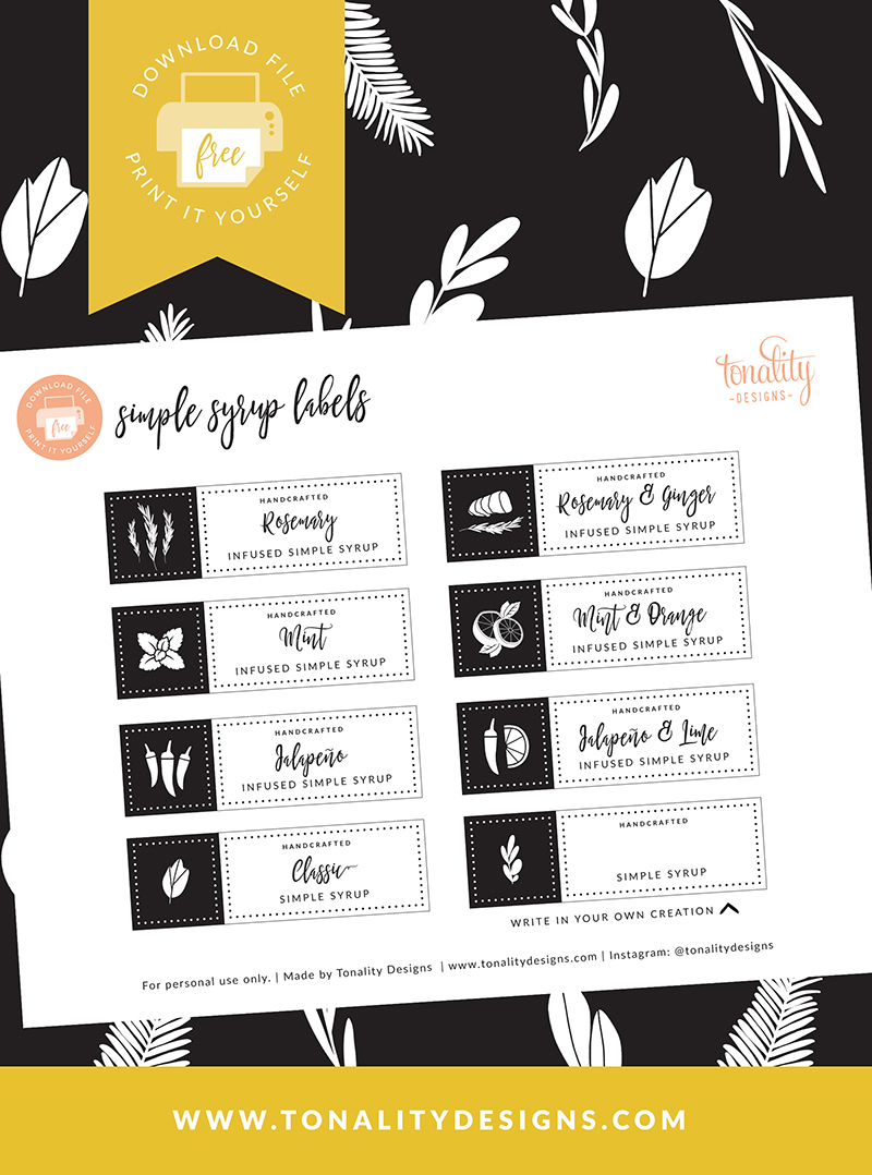 Infused Simple Syrup Recipes with Free Labels - Tonality Designs