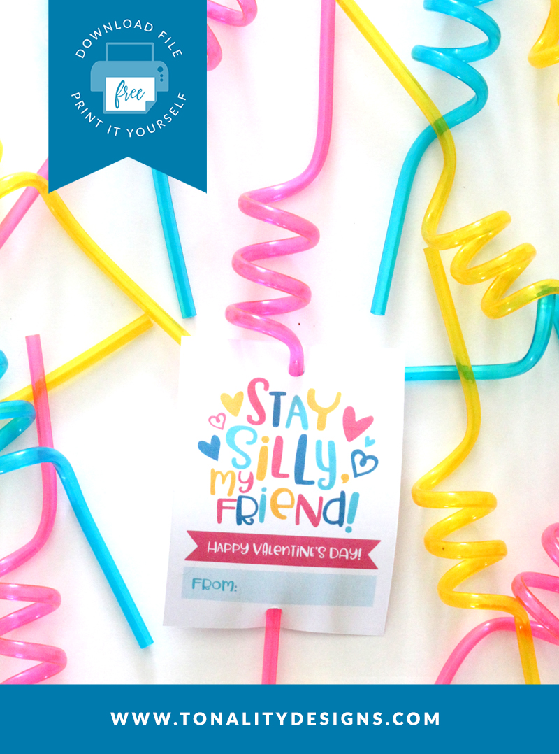 Printable Silly Straw Valentines - Tonality Designs