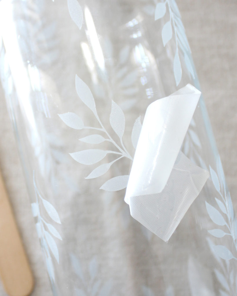 DIY Faux-Etched Fall Leaves Pitcher - Tonality Designs