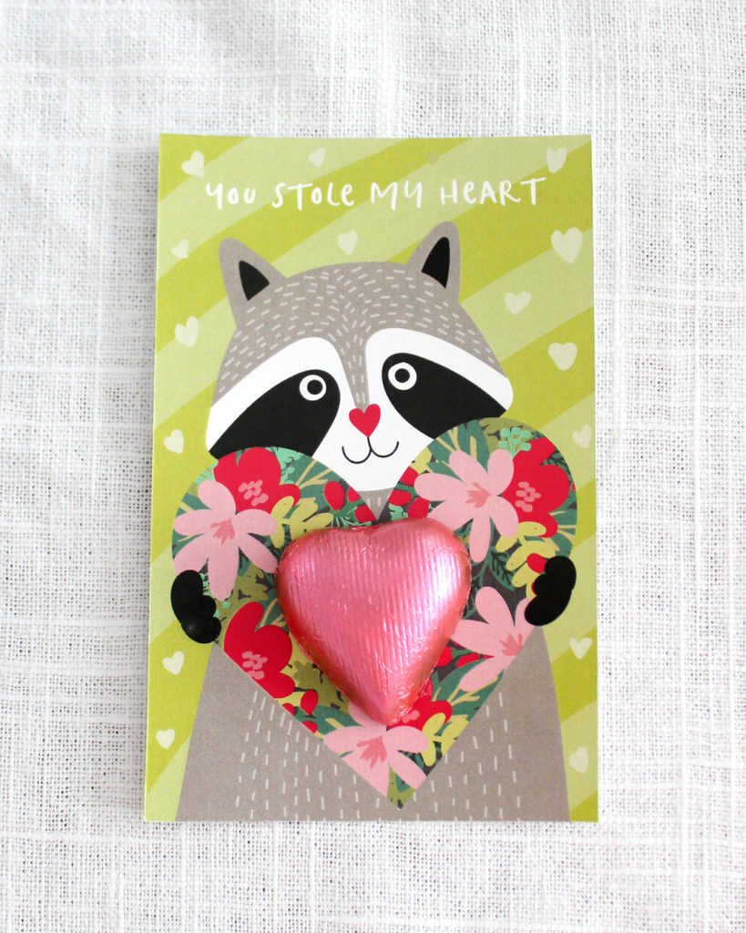 Raccoon "You Stole My Heart" Valentines Free PDF File - Tonality Designs